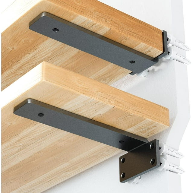 Wellsay Heavy Duty Shelf Brackets 12 Inch (1/5") Thick, 6 Pack Floating ...