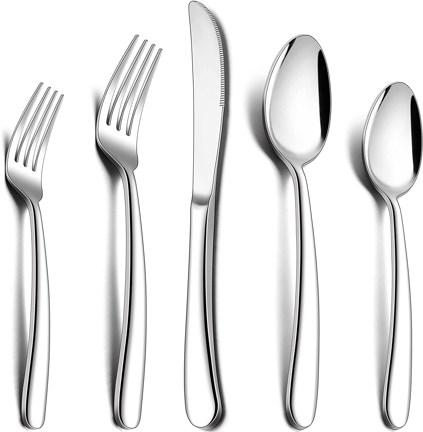 Wellsay Heavy Duty Stainless Steel Silverware Set, 60-Piece Fancy ...
