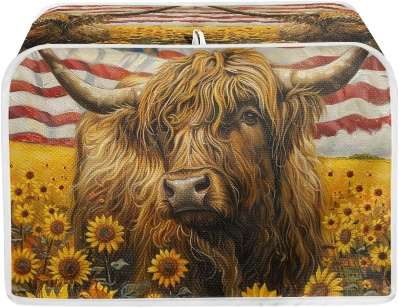 Slim Sunflower Cow Print Toaster Cover - Dust Protection For Standard 2 ...