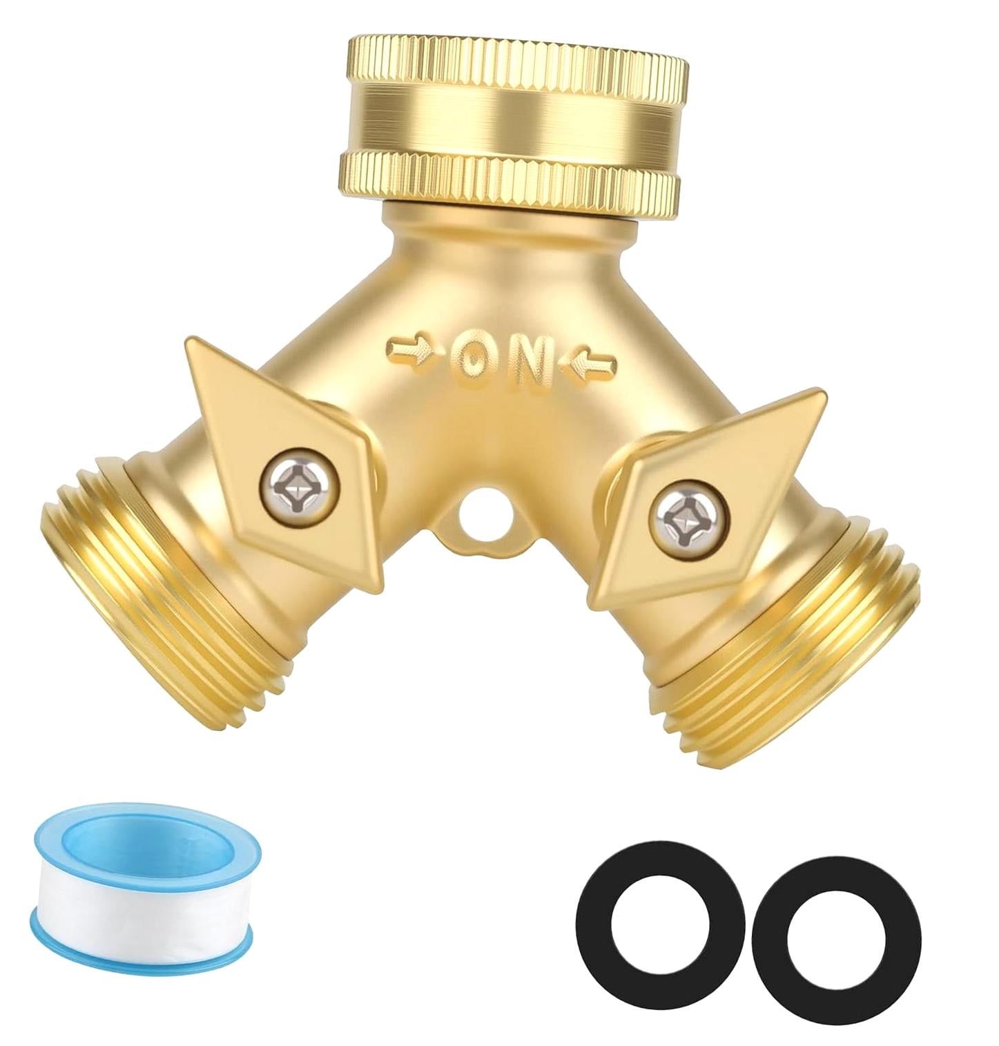 Wellsay Hose Splitter Y Connector Water Pipe Divider with Shutoff Valve ...