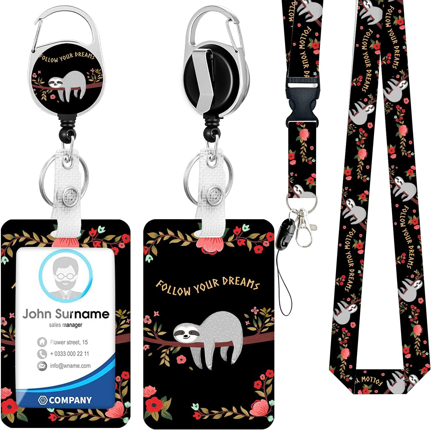 Wellsay ID Badge Holder with Lanyard and Retractable Badge Reel Clip ...