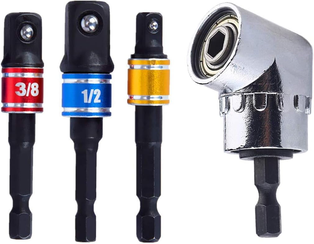 Wellsay Impact Grade Power Hand Tools Driver Sockets Adapter Extension Set 3Pcs Cr-V 1/4" 3/8" 1 ...