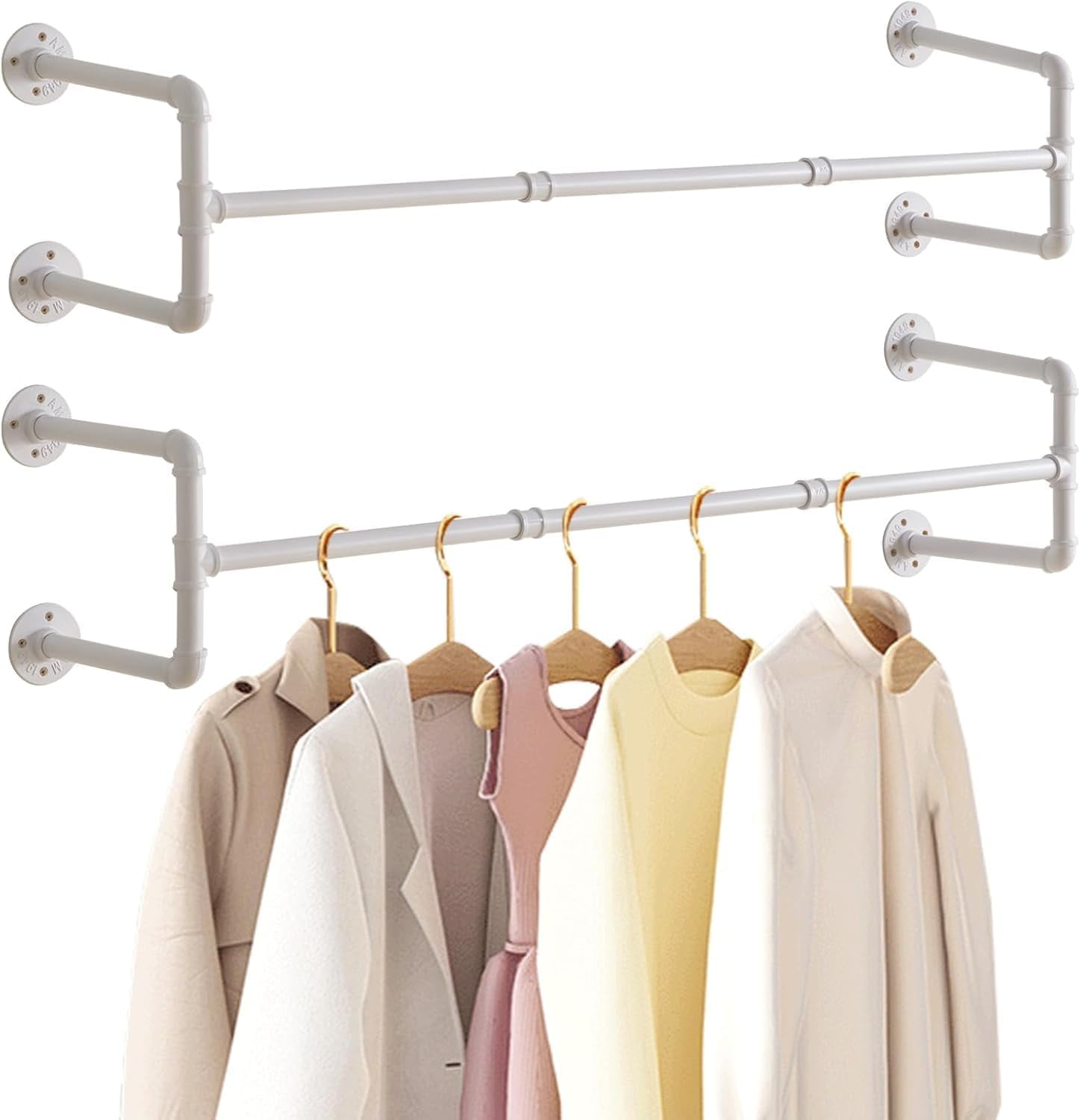 Wellsay Industrial Pipe Clothes Rack, 50 Inch Wall Mounted Clothing ...