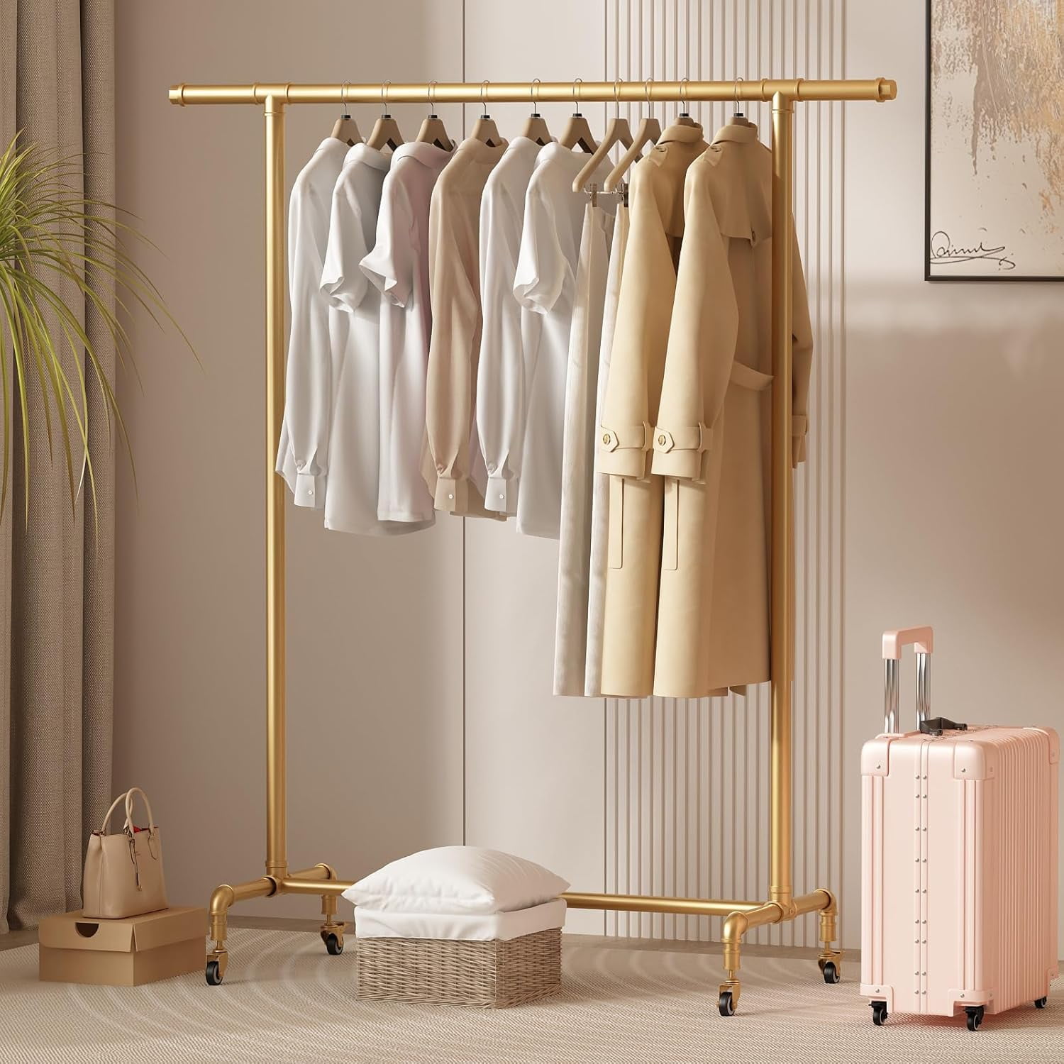 Wellsay Industrial Pipe Clothing Rack,Wall Mounted Clothes Racks Closet ...