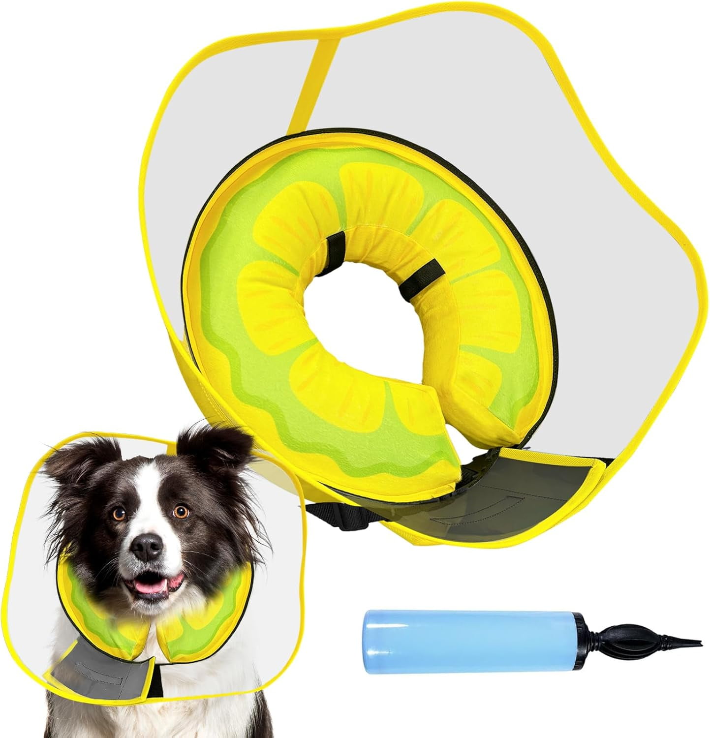 Wellsay Inflatable Dog Cone Collar, Soft Dog Cone After Surgery, for M M+ L XL Dogs, with ...