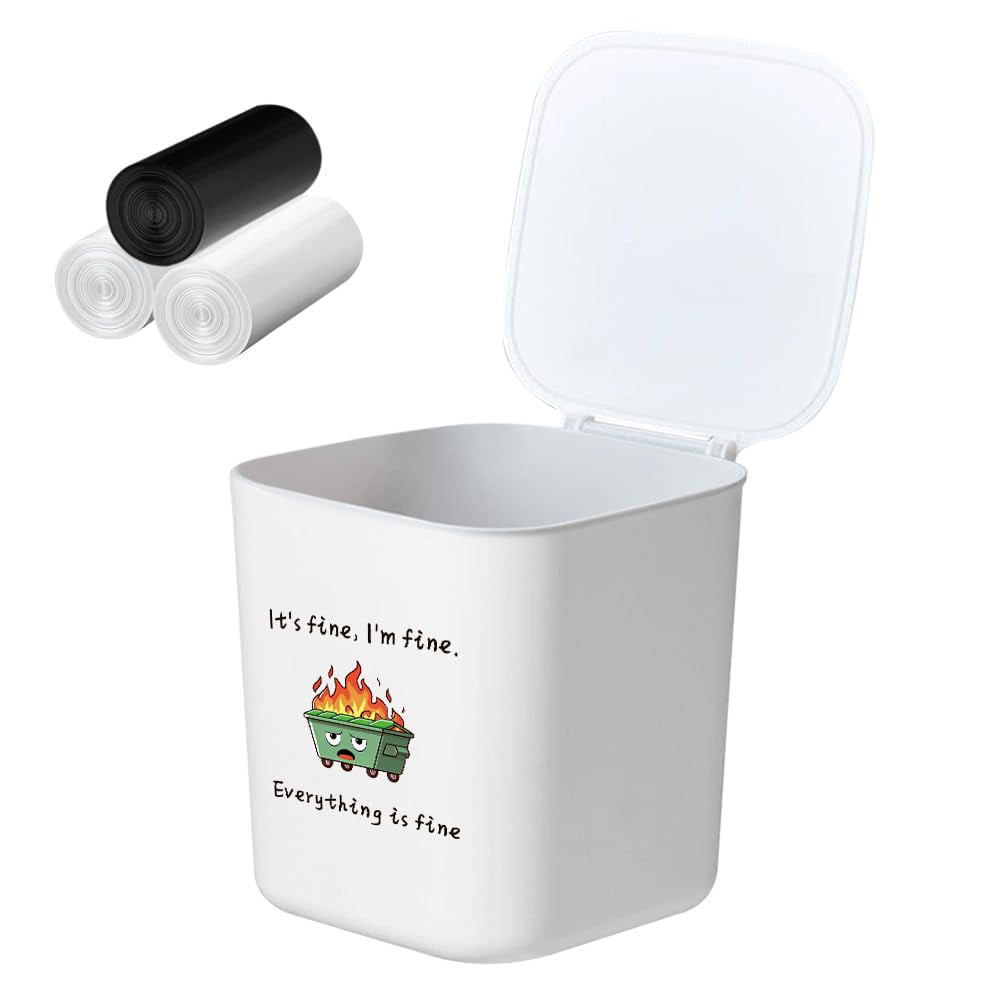 Wellsay Inspirational Quotes Mini Trash Can with Lids with Trash Bags ...