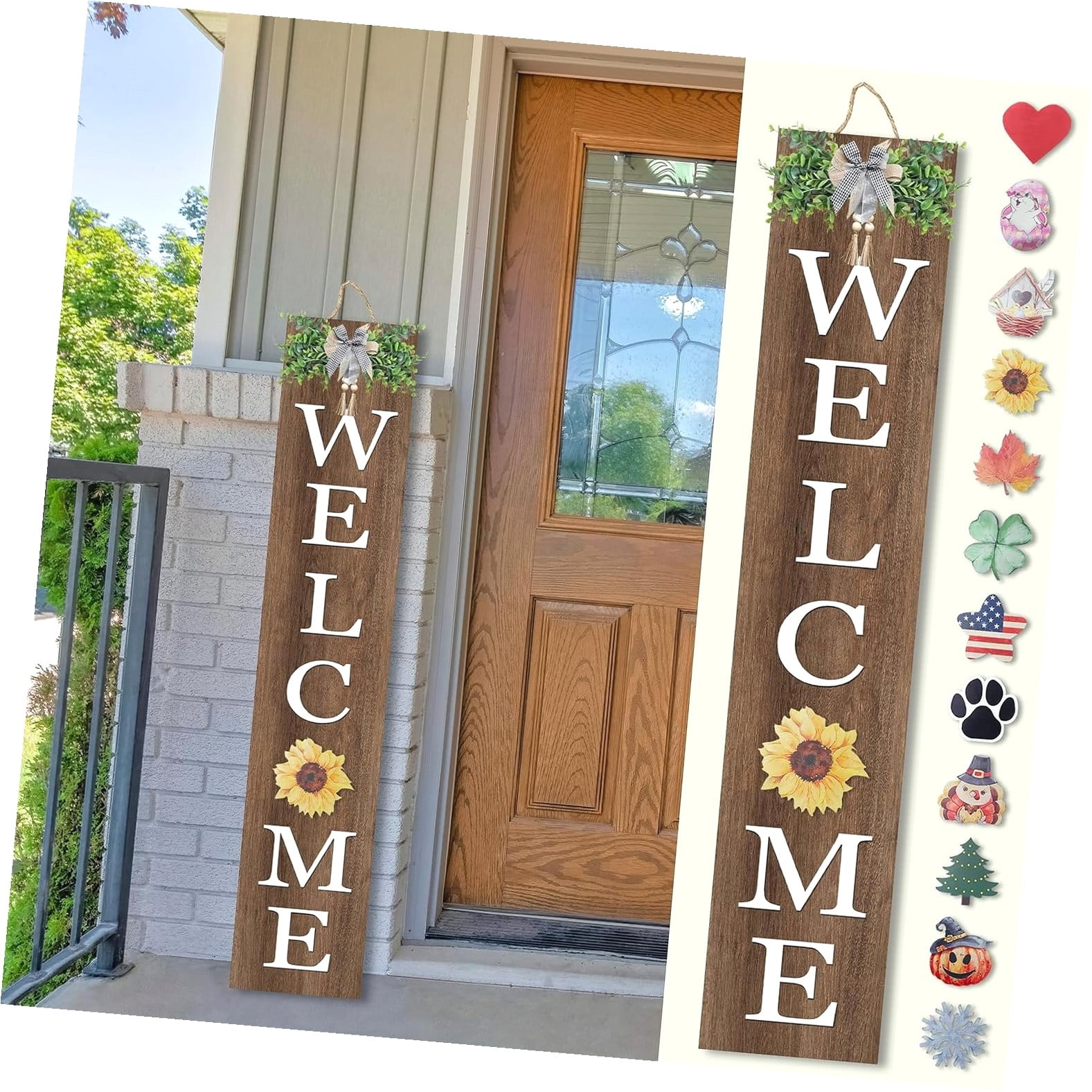 Wellsay Interchangeable Sign for Porch Standing 47"X8" Large Wood Frame ...