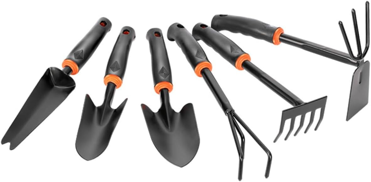 Wellsay Iron Garden Tool Set Mini Rake Shovel and Hoeing Rake Black ...