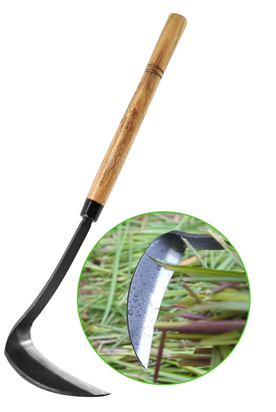 Wellsay Japanese Weeding Sickle Hoe, 17" Gardening Hand Weeder Nejiri ...