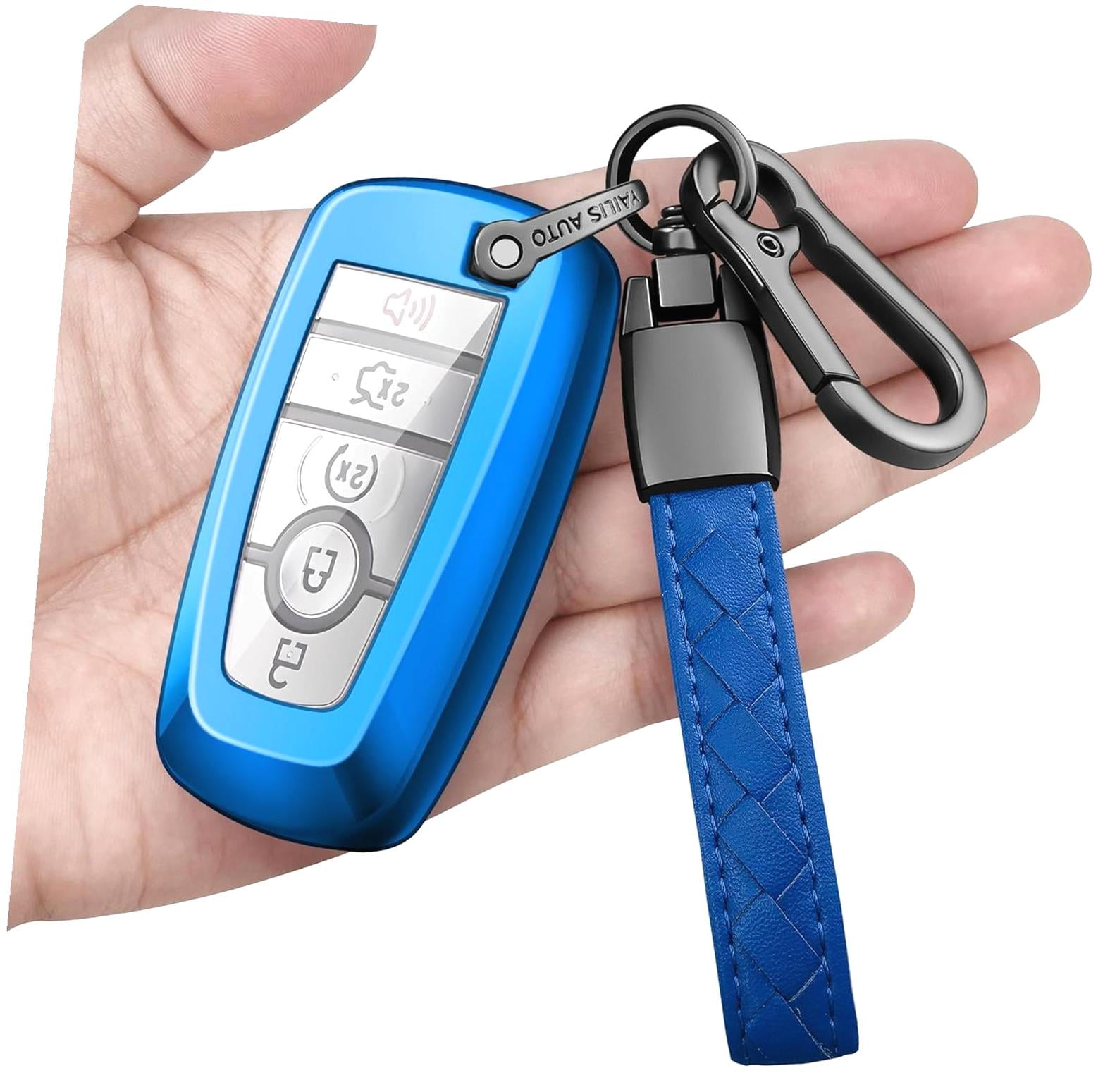 Wellsay Key Fob Cover with Leather Keychain Soft TPU Protection Key ...