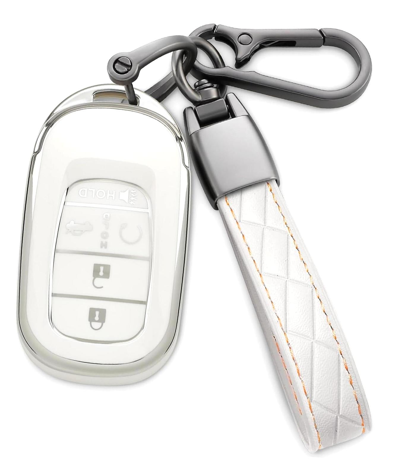 Wellsay Key Fob Cover Soft TPU with Leather Keychain 360 Degree ...