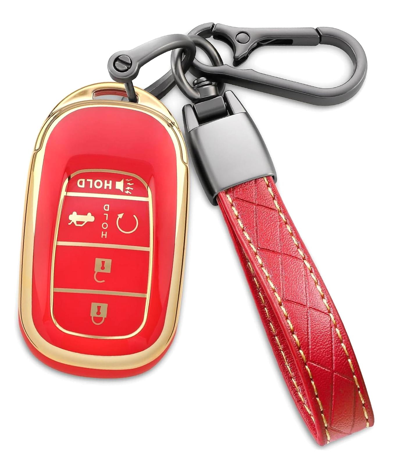 Wellsay Key Fob Cover Soft TPU with Leather Keychain 360 Degree ...