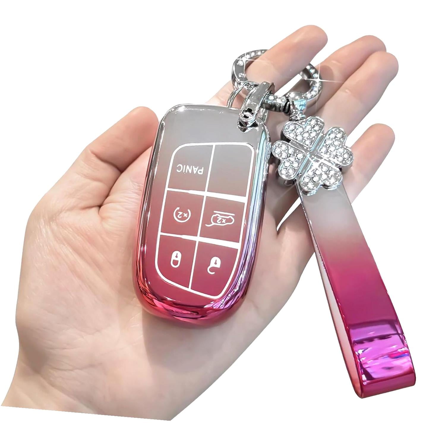 Wellsay Key Fob Cover for Grand Cherokee Compass Renegade Bling ...