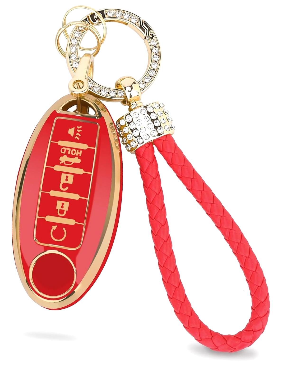 Wellsay Key Fob Cover with Bling Keychain 5 Buttons, Soft TPU Key Case ...