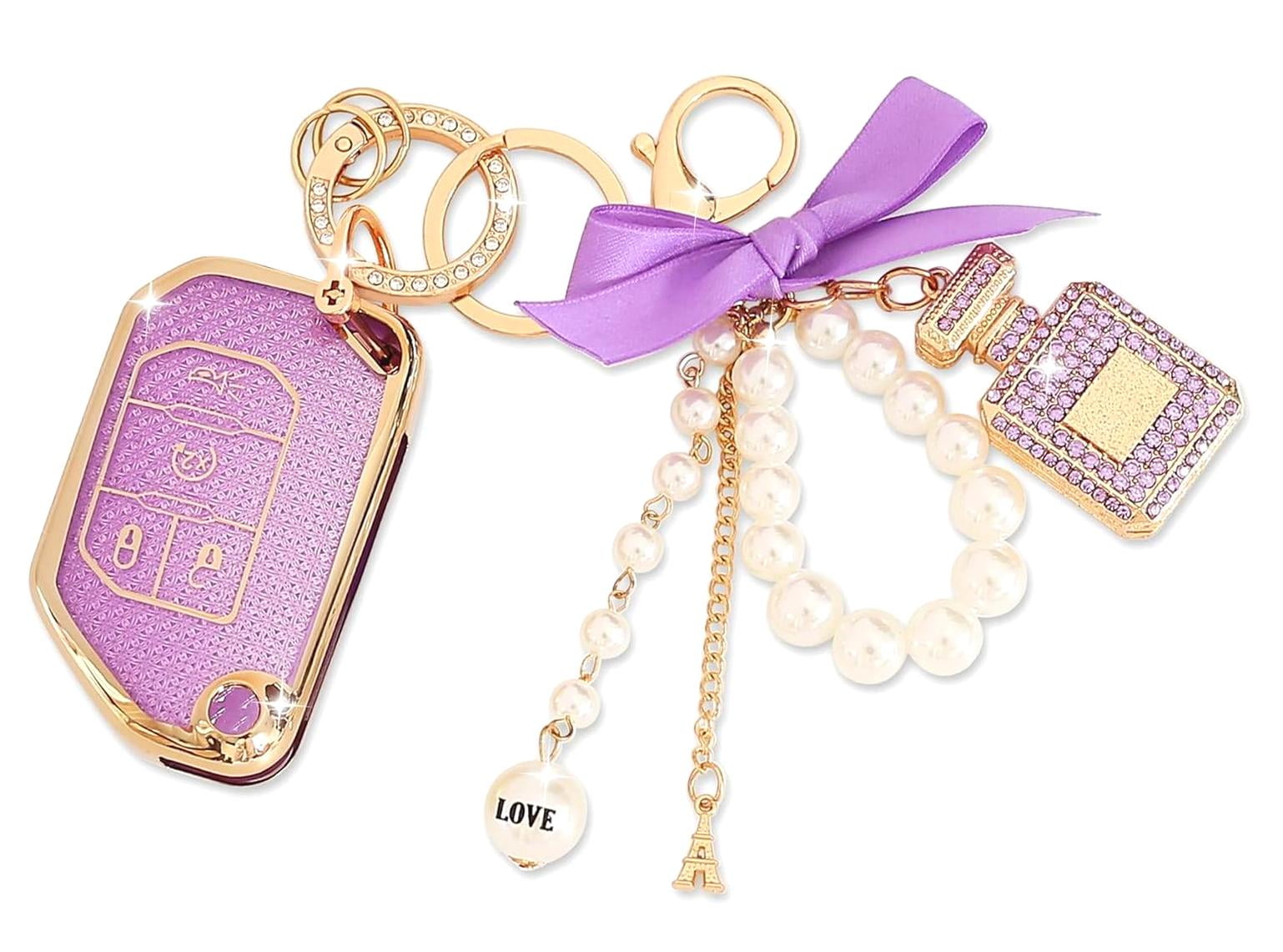 Wellsay Key Fob Cover with Diamond Perfume Keychain, 4 Buttons ...