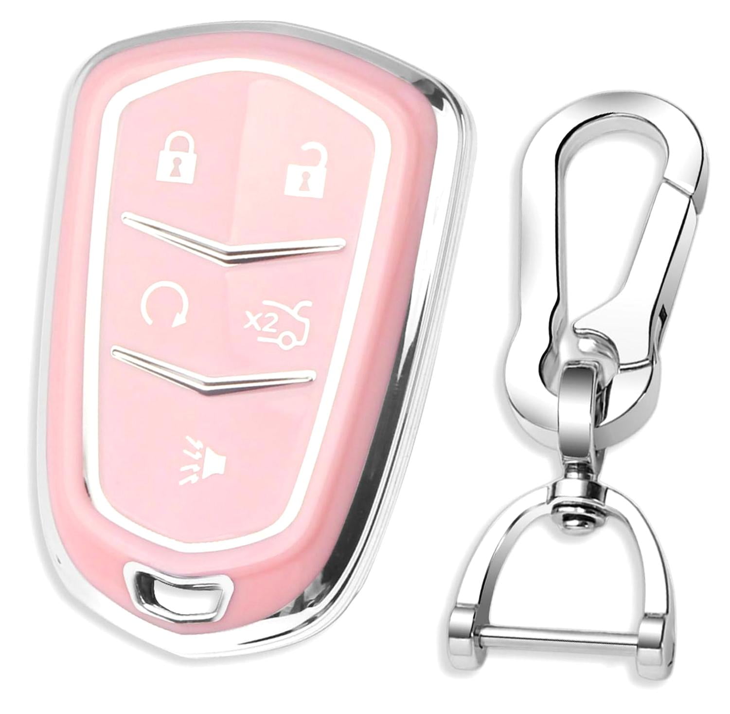 Wellsay Key Fob Cover with Keychain Chrome Silver Trim Soft TPU ...