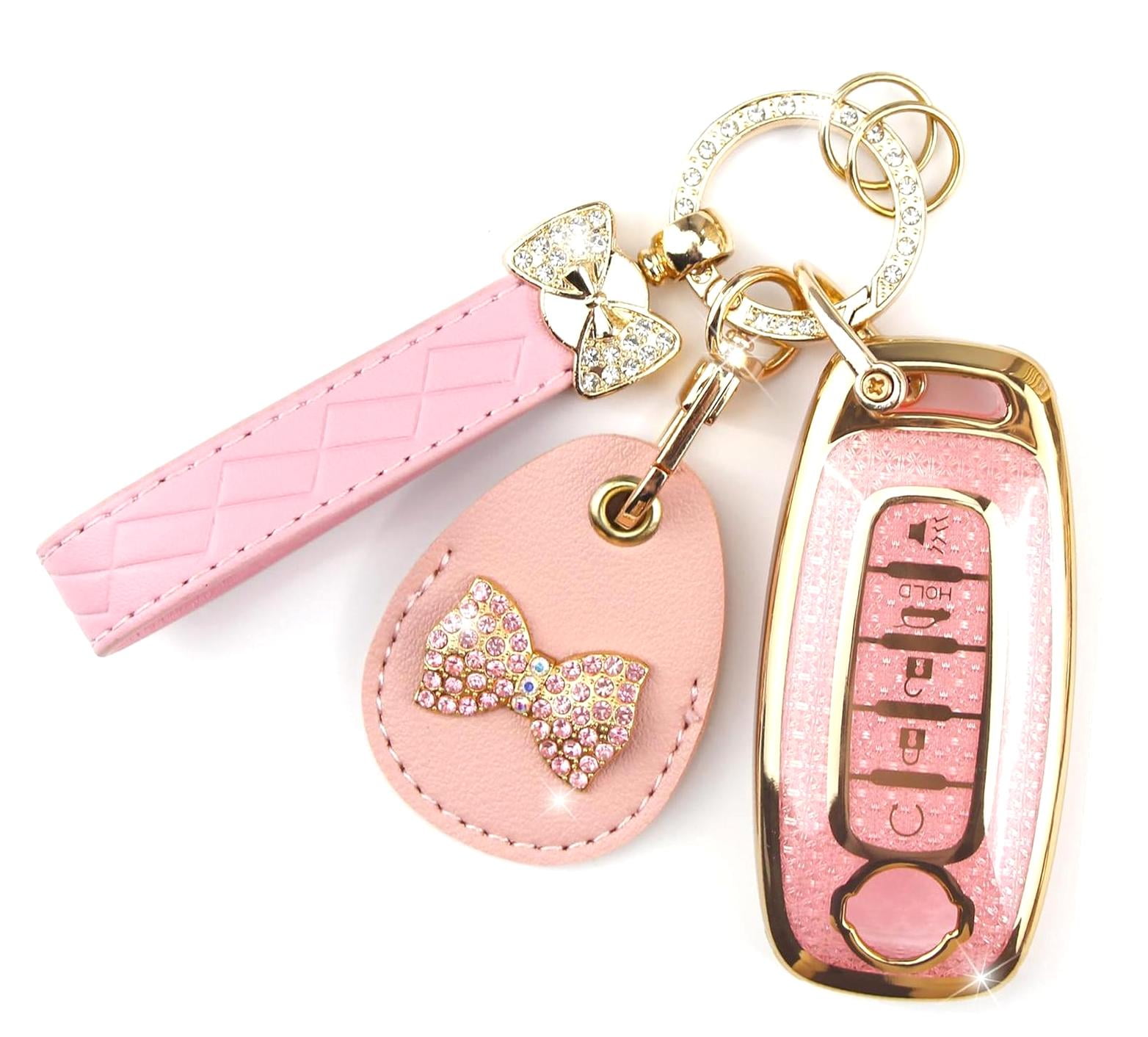 Wellsay Key Fob Cover with Leather Holder for AirTag/RFID, with ...