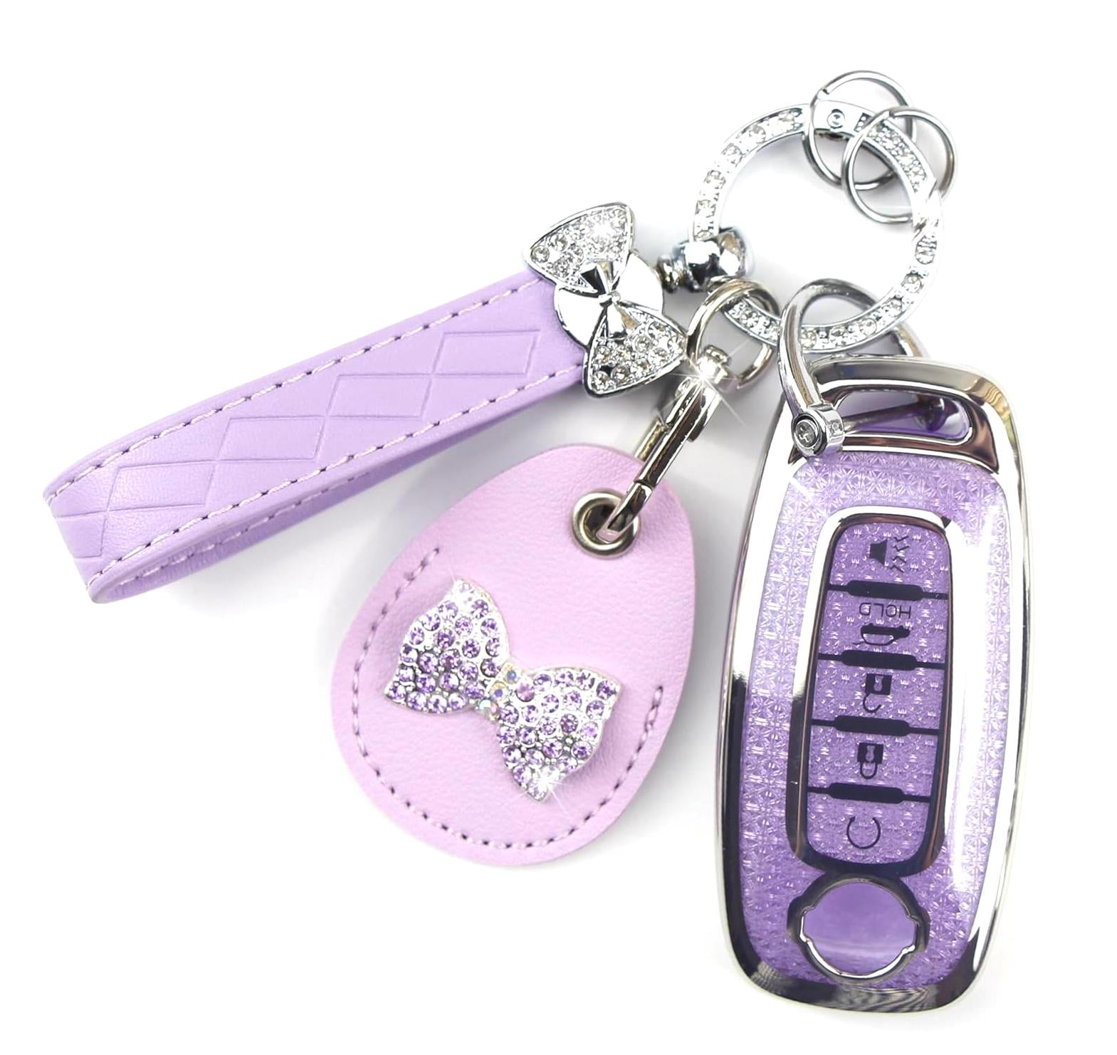 Wellsay Key Fob Cover with Leather Holder for AirTag/RFID, with ...