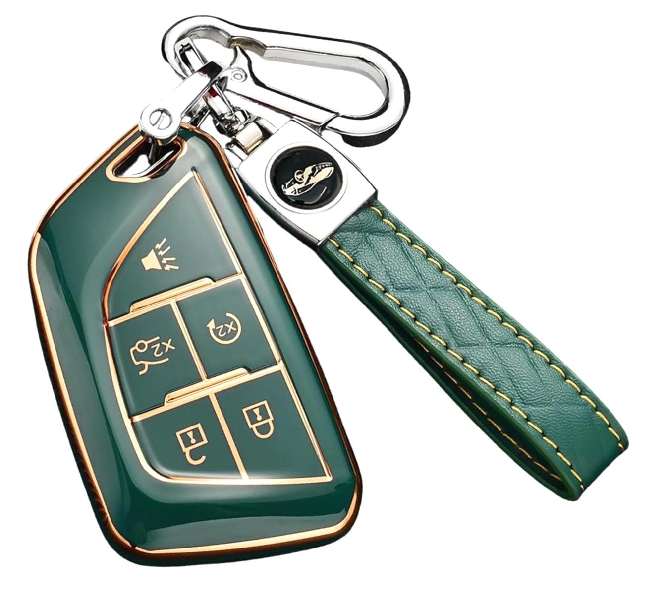 Wellsay Key Fob Protector with Key Chain, Flexible TPU Car Key Shell Cover with Escalade CT4 CT6 ...