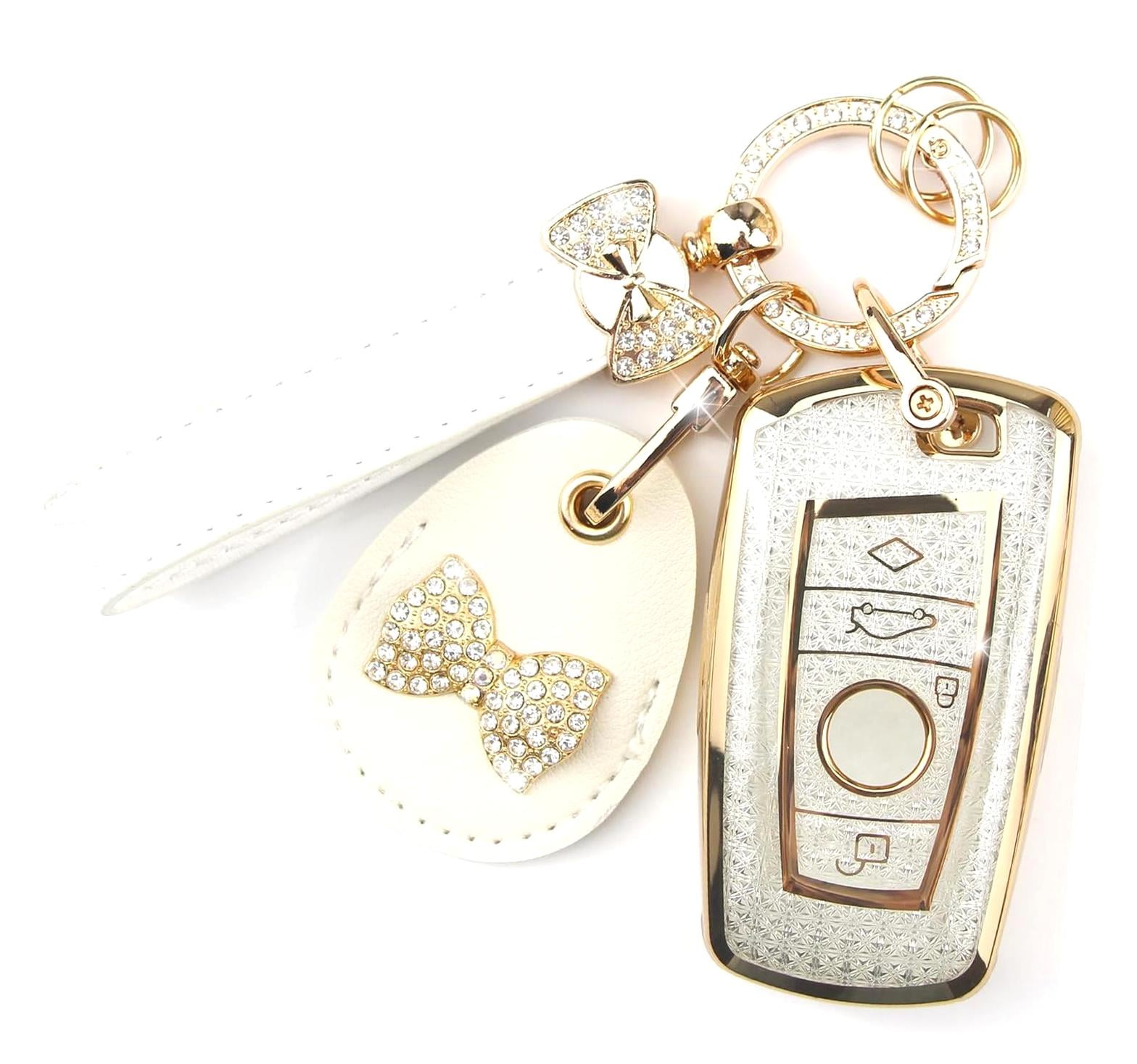 Wellsay Key Fob Protector with Leather AirTag/RFID Holder, Fits 2 5 6 7 ...