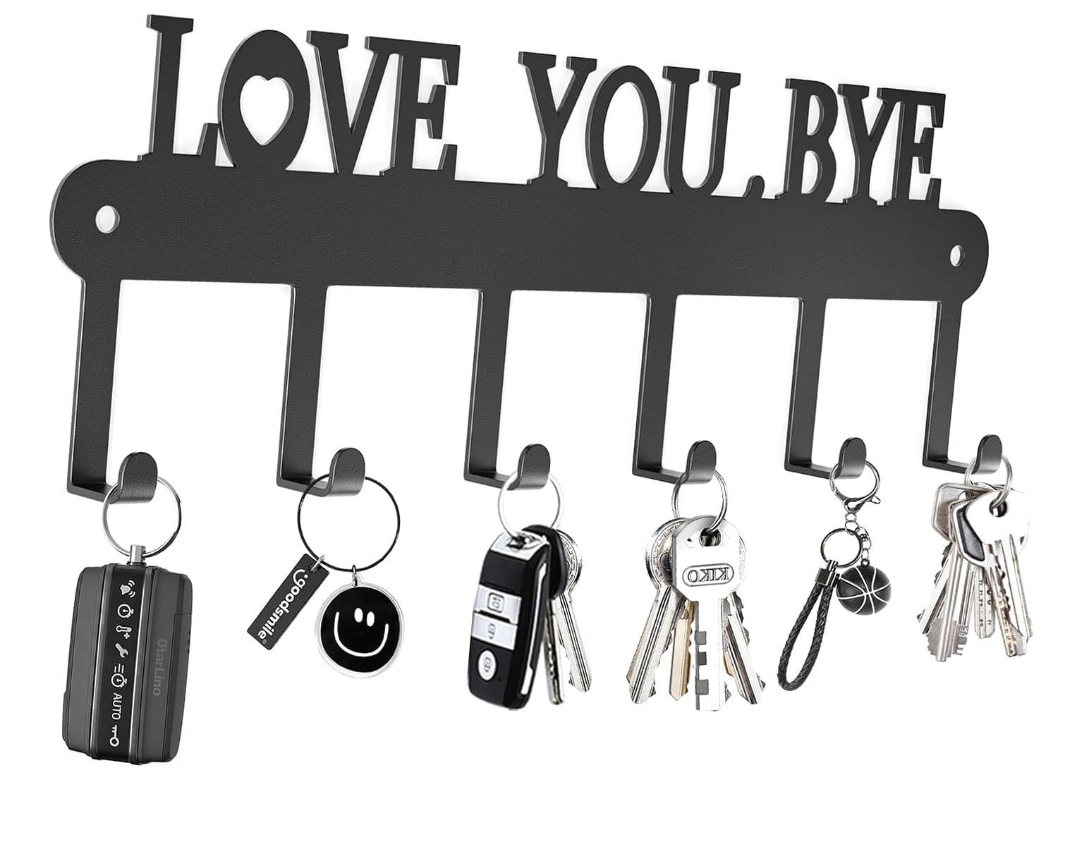 Wellsay Key Holder for Wall 'Love You Bye' Key Rack, Key Holder Wall ...
