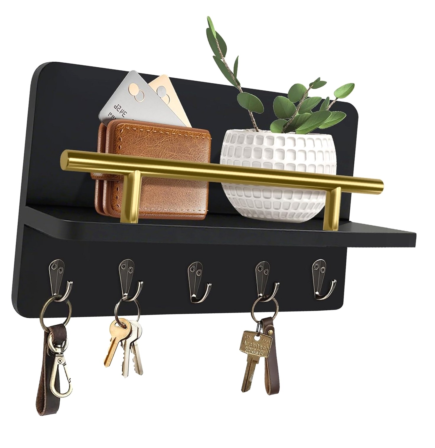 Wellsay Key Holder Wall Mount, Key Rack with 5 Sturdy , for Wall for ...