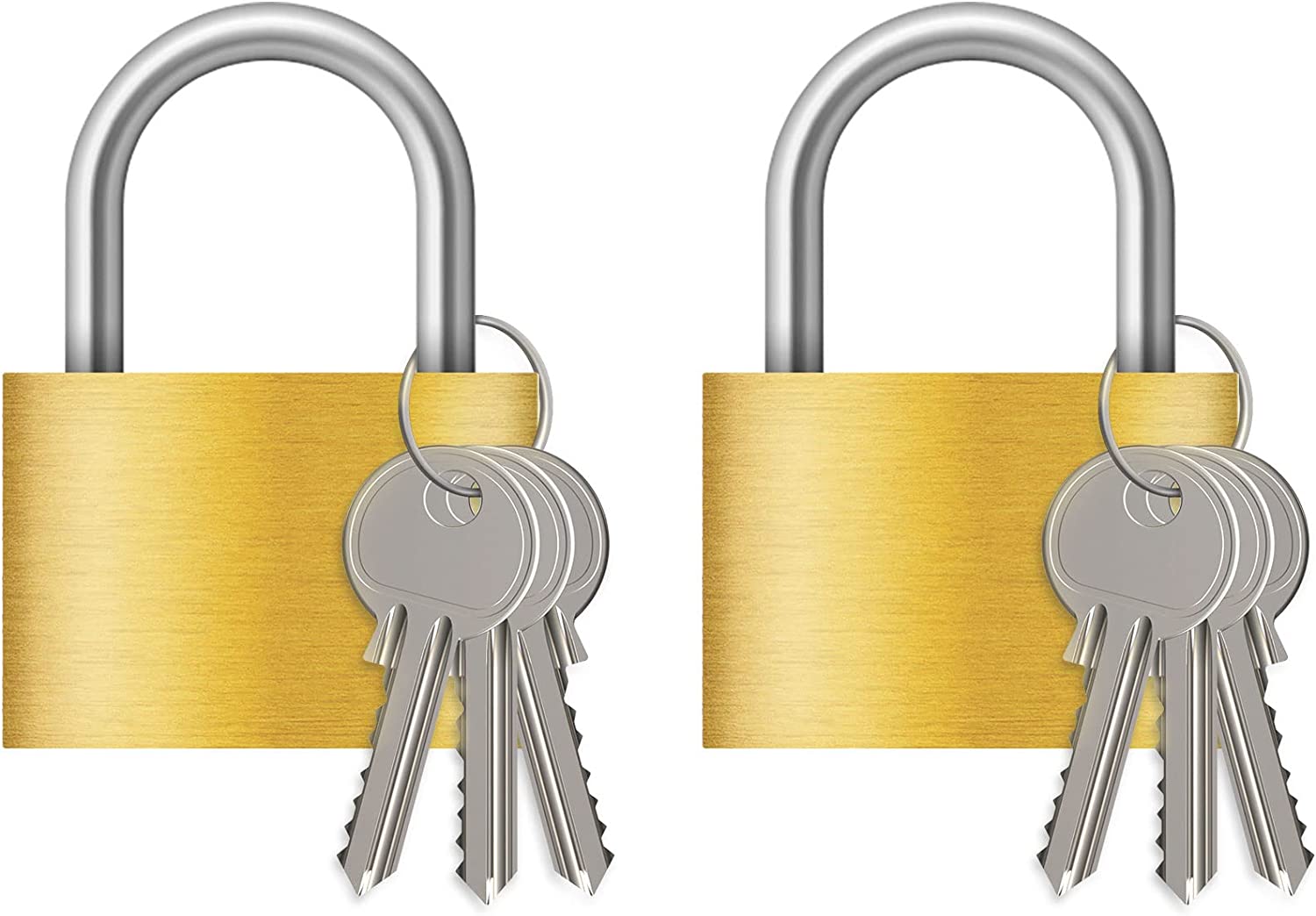 Wellsay Keyed Padlock, [2 Pack] [6 Keys] Solid Brass Padlock with Keys ...