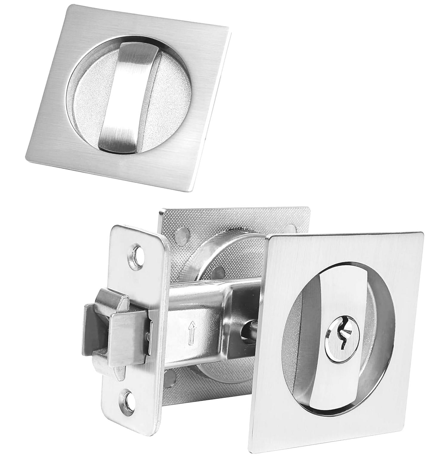 Wellsay Keyed Pocket Door Lock, Entry Sliding Barn Door Mechanism ...