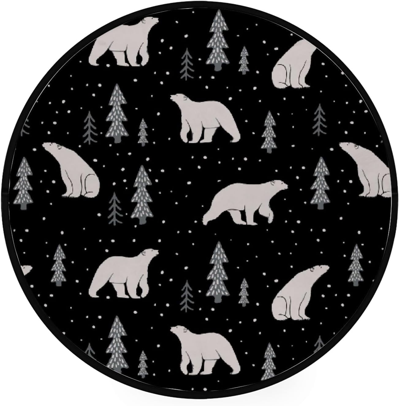 Wellsay Kids Round Nursery Area Rug 3 ft Cute Polar Bear and Trees ...