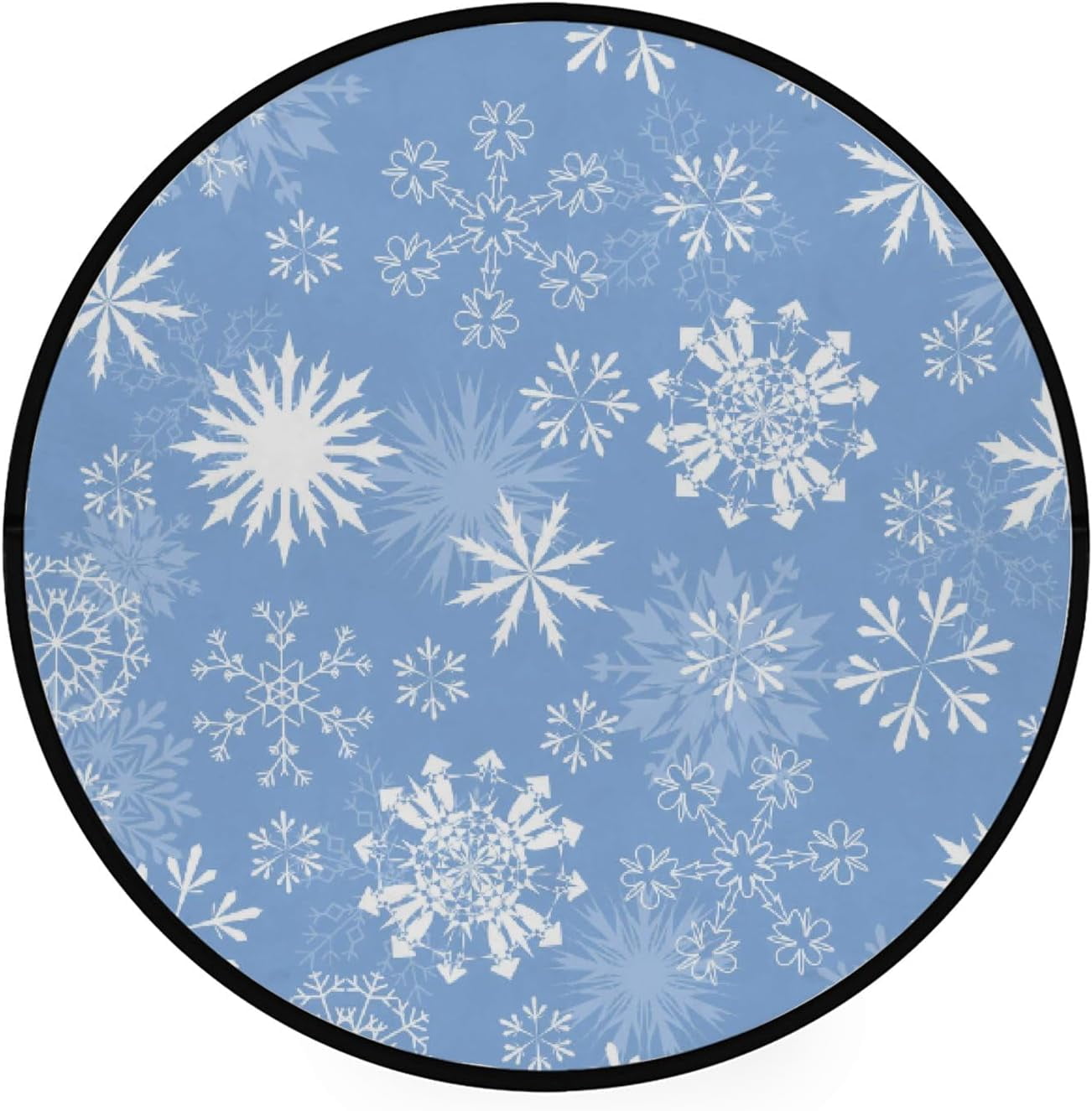 Wellsay Kids Round Nursery Area Rug 5 ft Snowflakes Winter Christmas ...