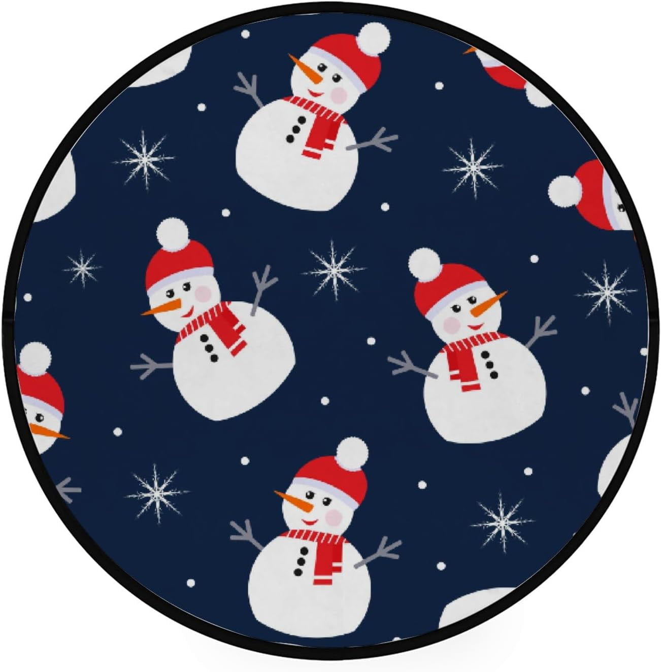 Wellsay Kids Round Nursery Area Rug 5 ft Snowman and Snowflake Non Slip ...