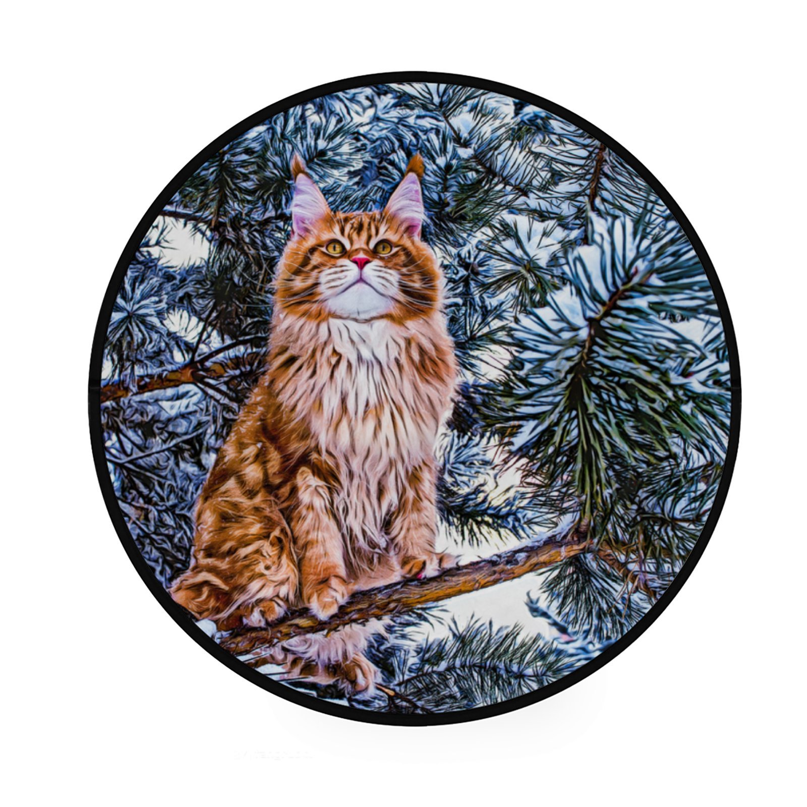 Wellsay Kids Round Rug, a Drawing of a Very Nice Wild Red and White ...