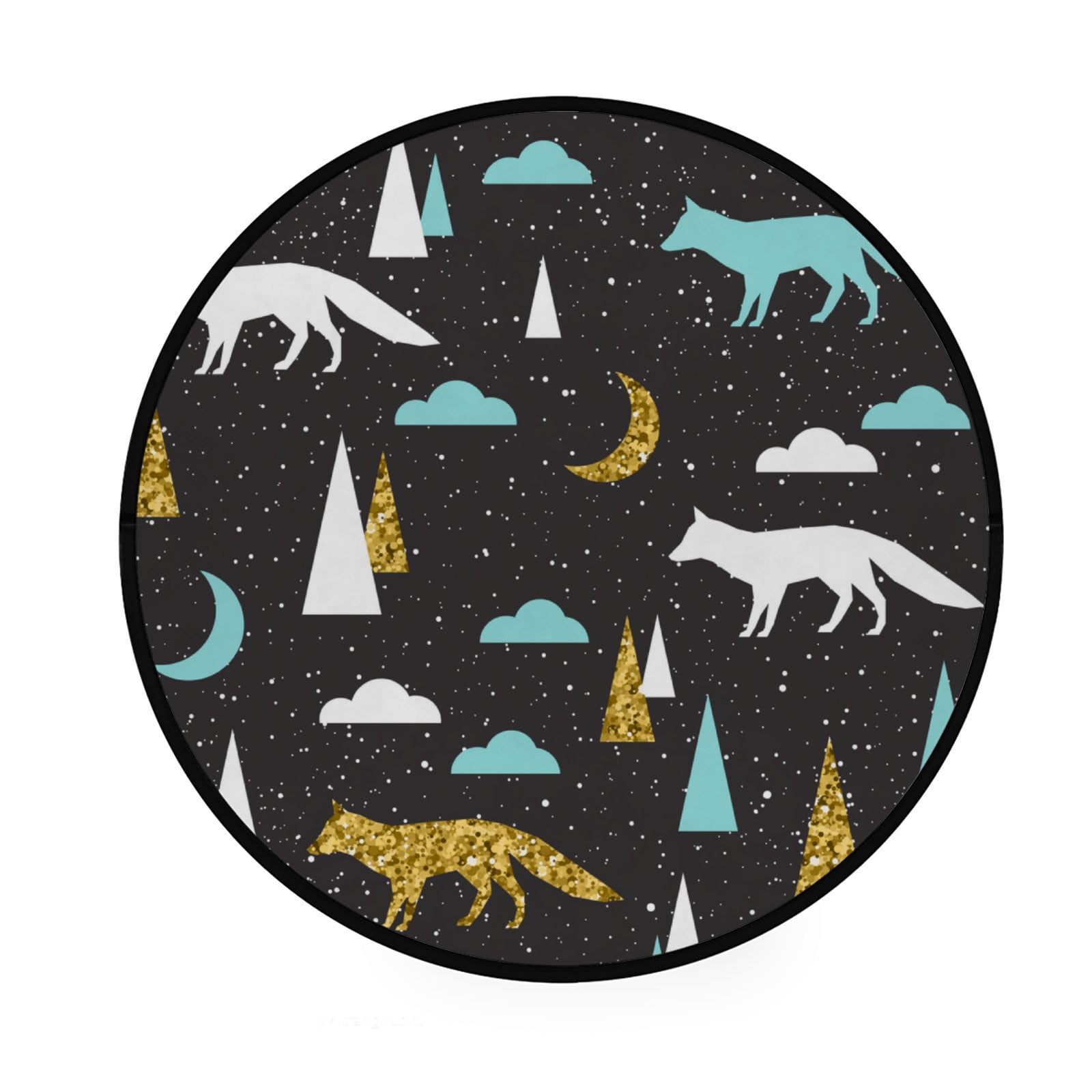 Wellsay Kids Round Rug, Fox Background Soft Foam Area Rug Round ...