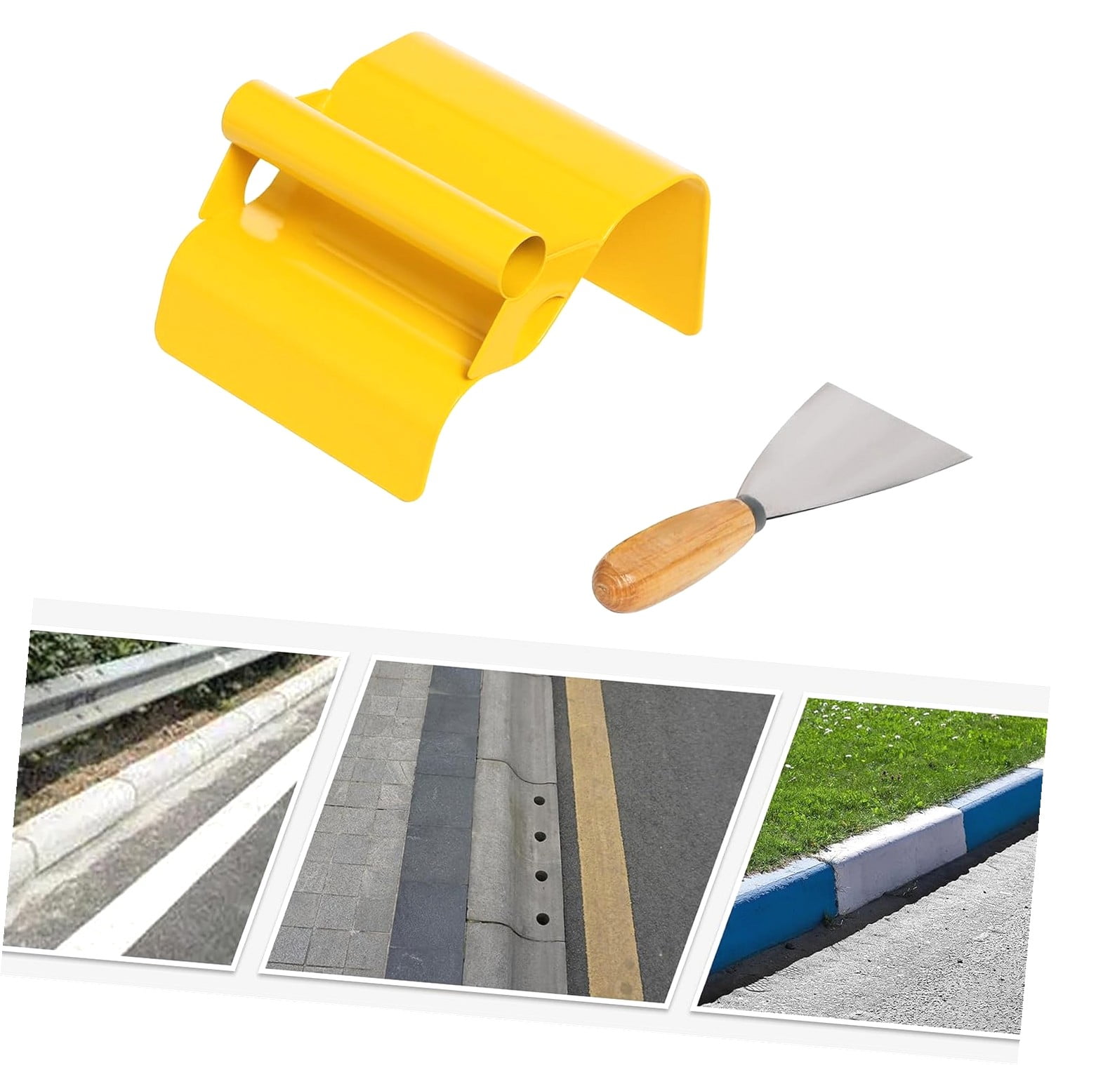 Wellsay Landscape Curb Trowel, 7" 6" 4" Steel Concrete Curbing Trowel Model Making with Handle ...