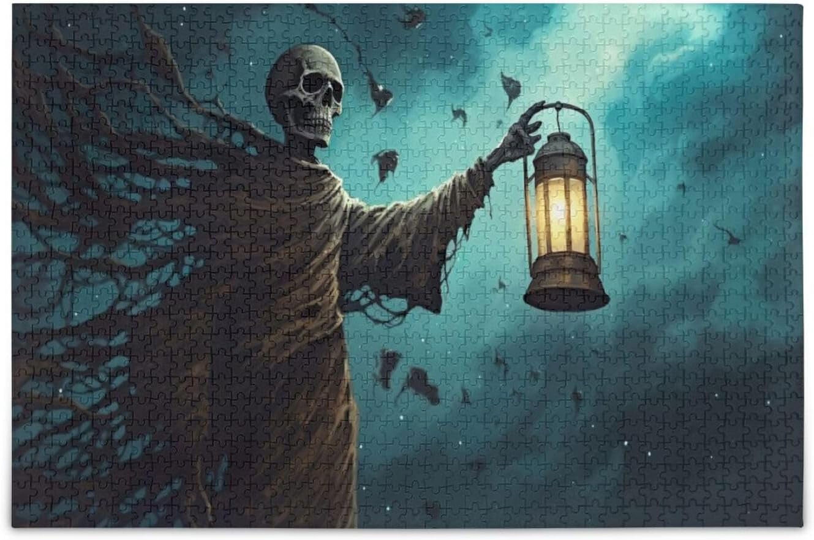 Wellsay Lantern Skeleton Jigsaw Puzzles for Adults 1000 Piece, Puzzles ...