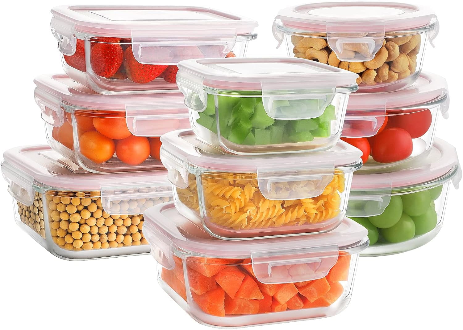 Wellsay Large Glass Meal Prep Containers, [5 Pack, 36oz | 4.5cups ...