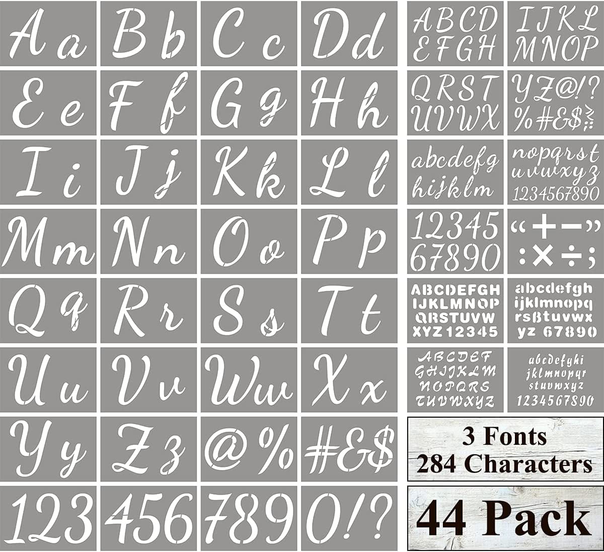 Wellsay Large Letter Stencils for Painting on Wood - 44 Pack Alphabet ...
