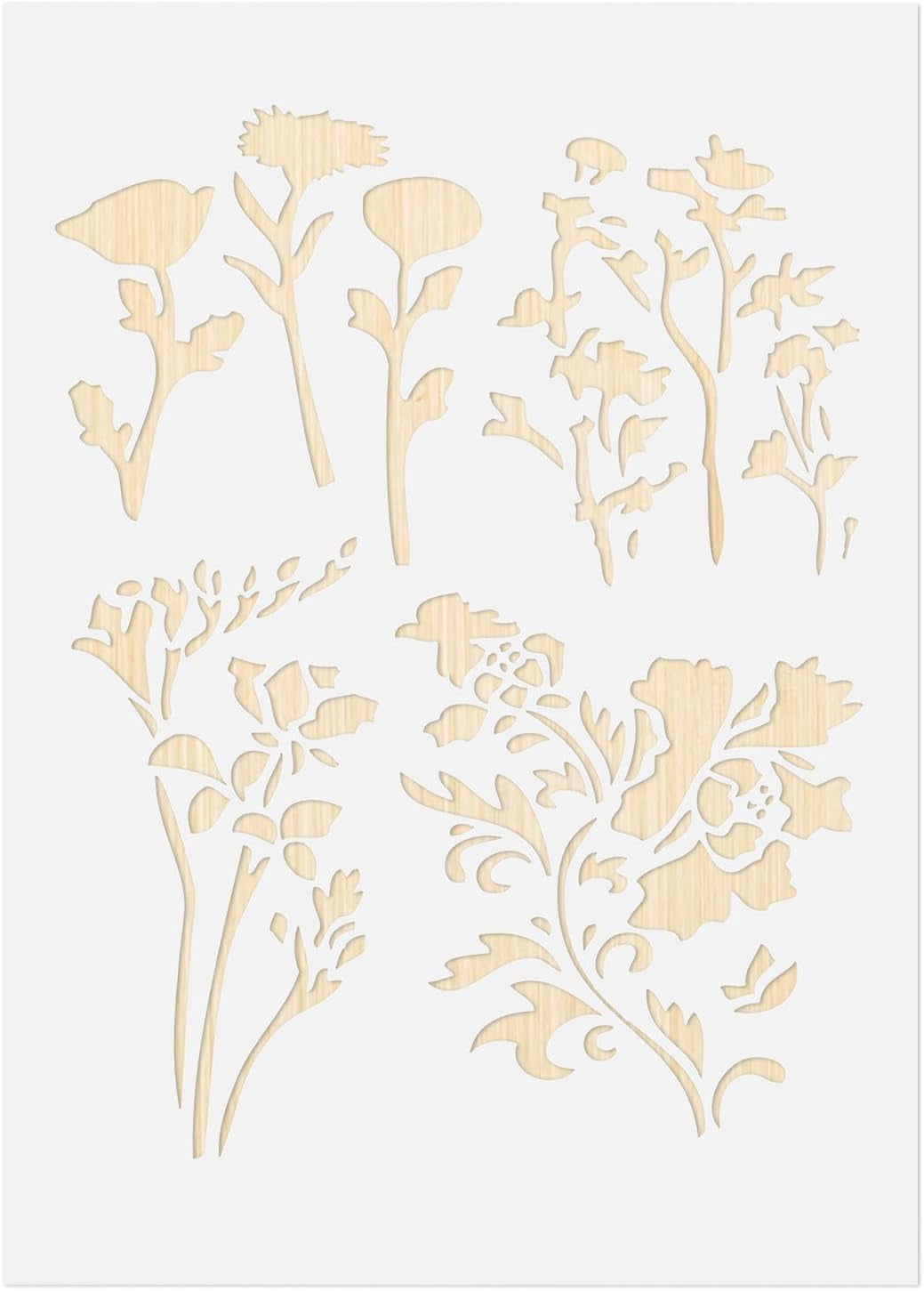 Wellsay Large Vine Stencils for Painting on Wood Wall A4 Size Reusable ...