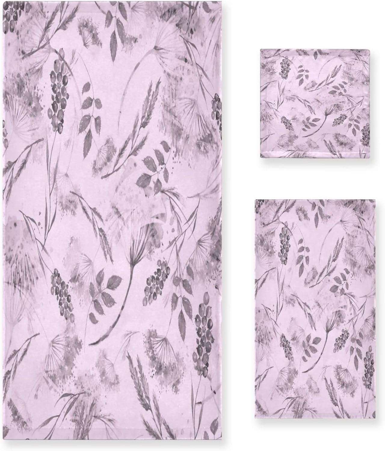 Wellsay Lavender Towel Set of 3, Ultra Soft and Absorbent Bath Towels ...