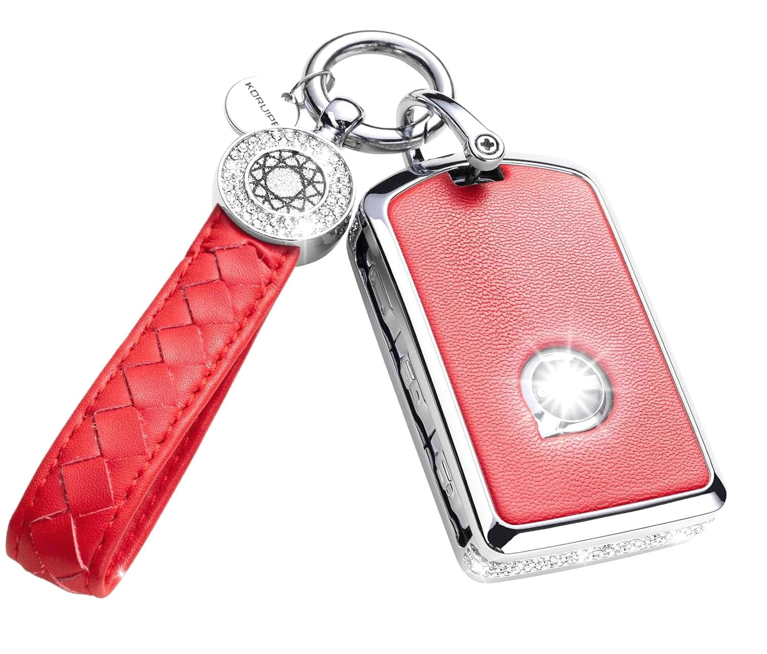 Wellsay Leather Crystal Key Fob Cover with Keychain for XC90, XC60 ...