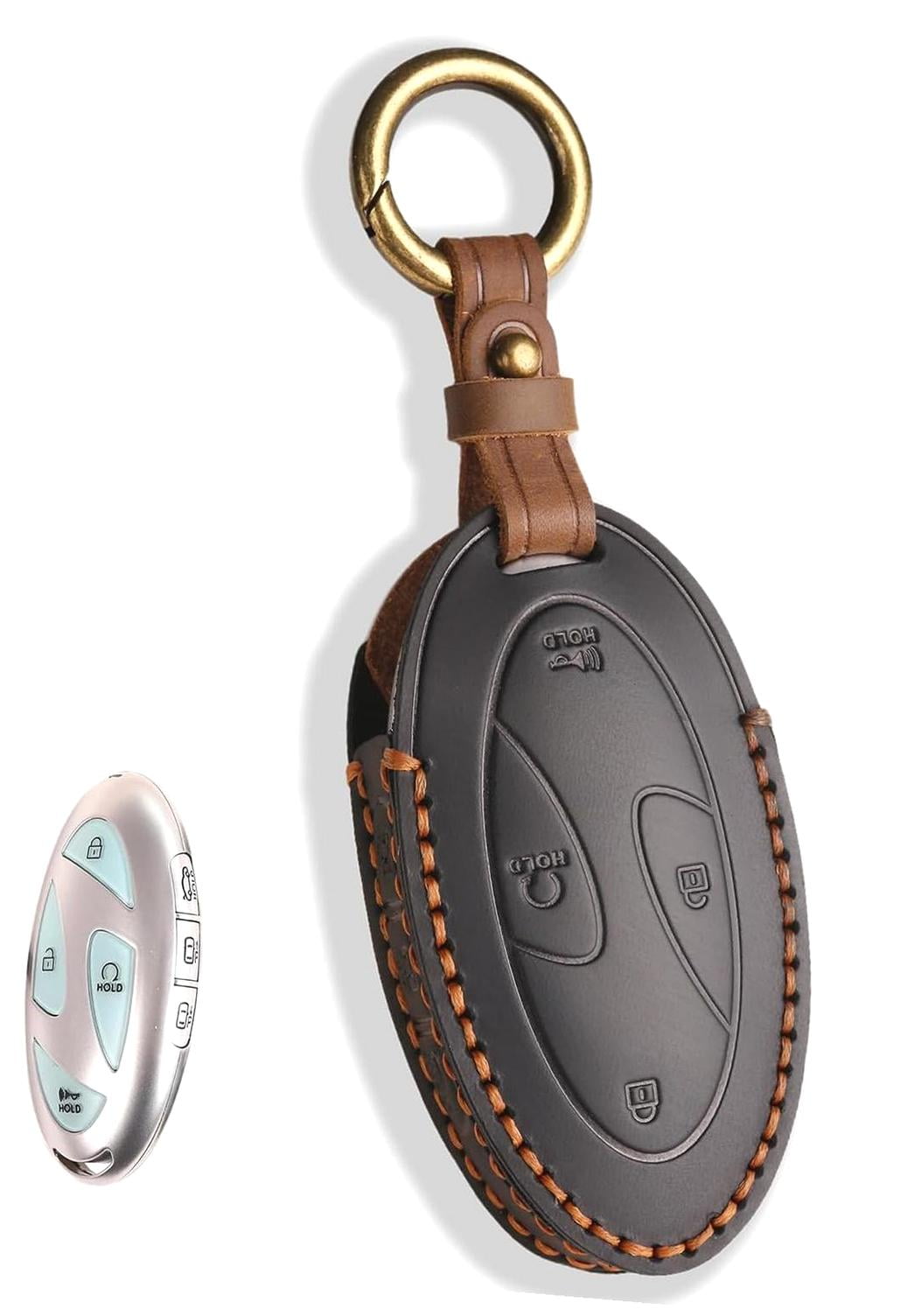 Wellsay Leather Key Fob Cover for 2023 2024 2025 Ioniq 6 Grandeur GN7 ...