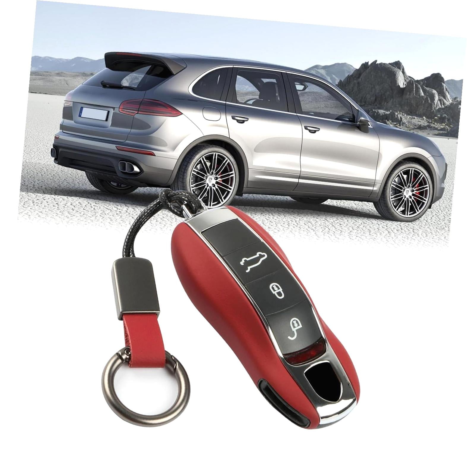 Wellsay Leather Key Fob Cover for Cayenne Macan Cayman 911 Key Shell ...
