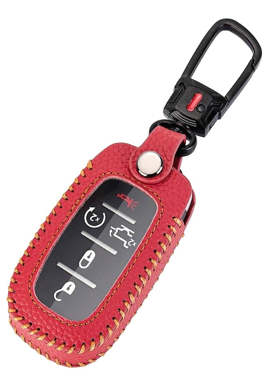 Wellsay Leather Key Fob Cover with Keychain for Remote Car Smart Key ...
