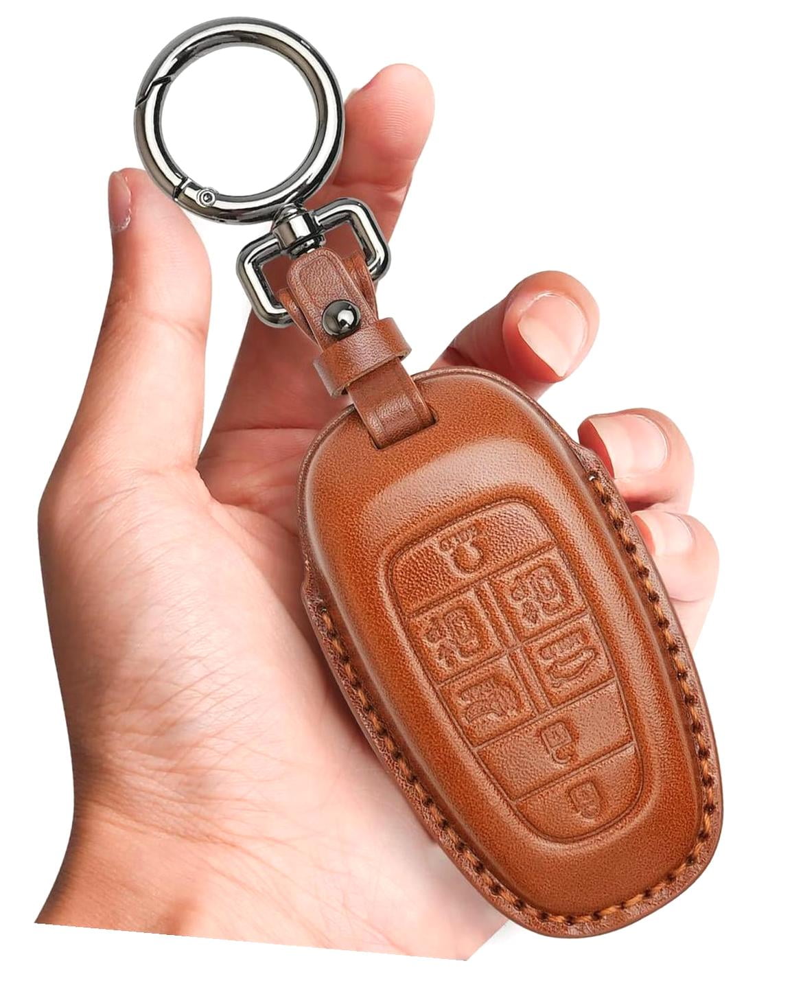 Wellsay Leather Key Fob Cover with Keychain, with 2020-2021 Sonata and ...