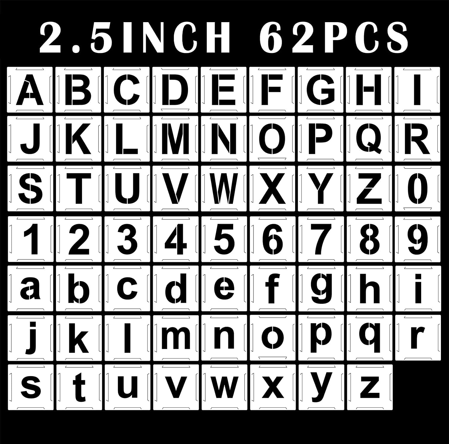 Wellsay Letter Stencils Kit 2.5 Inch, Reusable Plastic Letters and ...