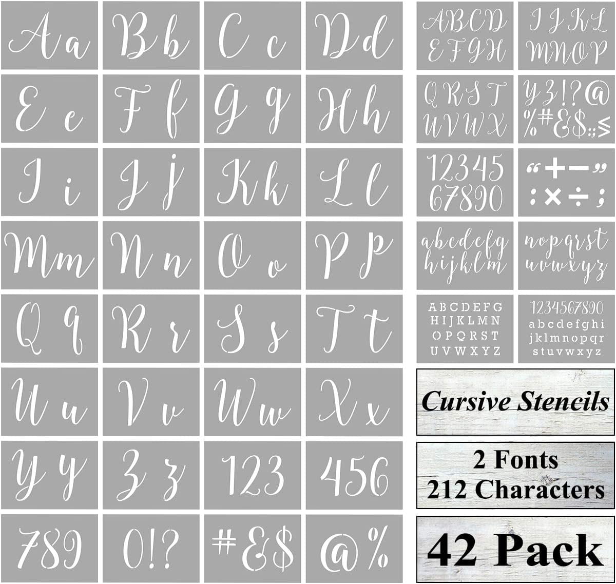 Wellsay Letter Stencils for Painting on Wood - 42 Pack Large Alphabet ...