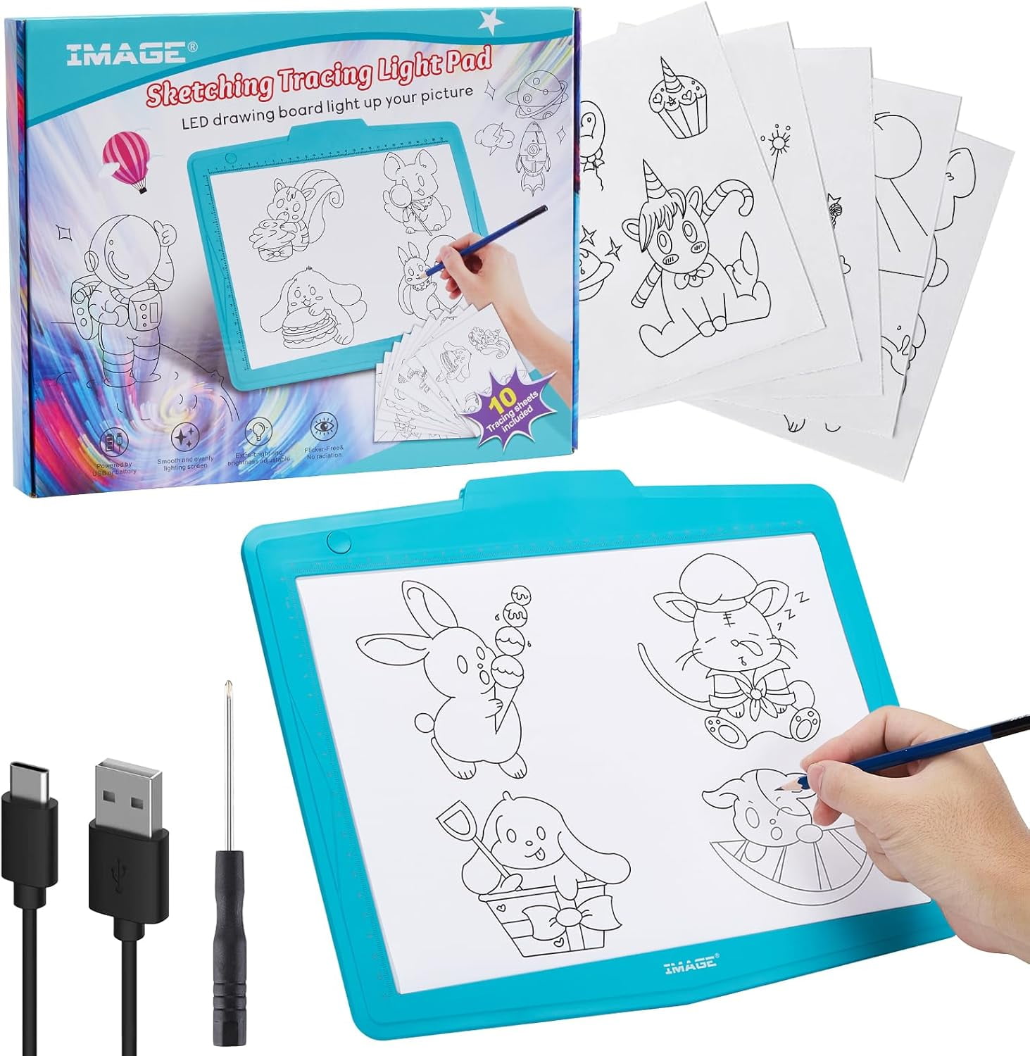 Wellsay Light Pad, A4 Tracing Pad with USB Power Supply/Battery ...