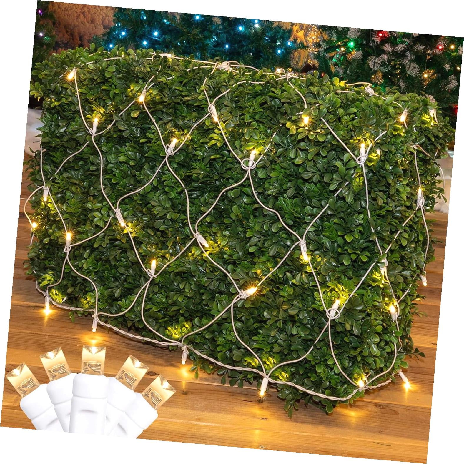 Wellsay Lights 4x6 Net Lights, 100 Warm White LEDs with 4 Inch Intervals, 5mm Wide Angle LEDs on ...