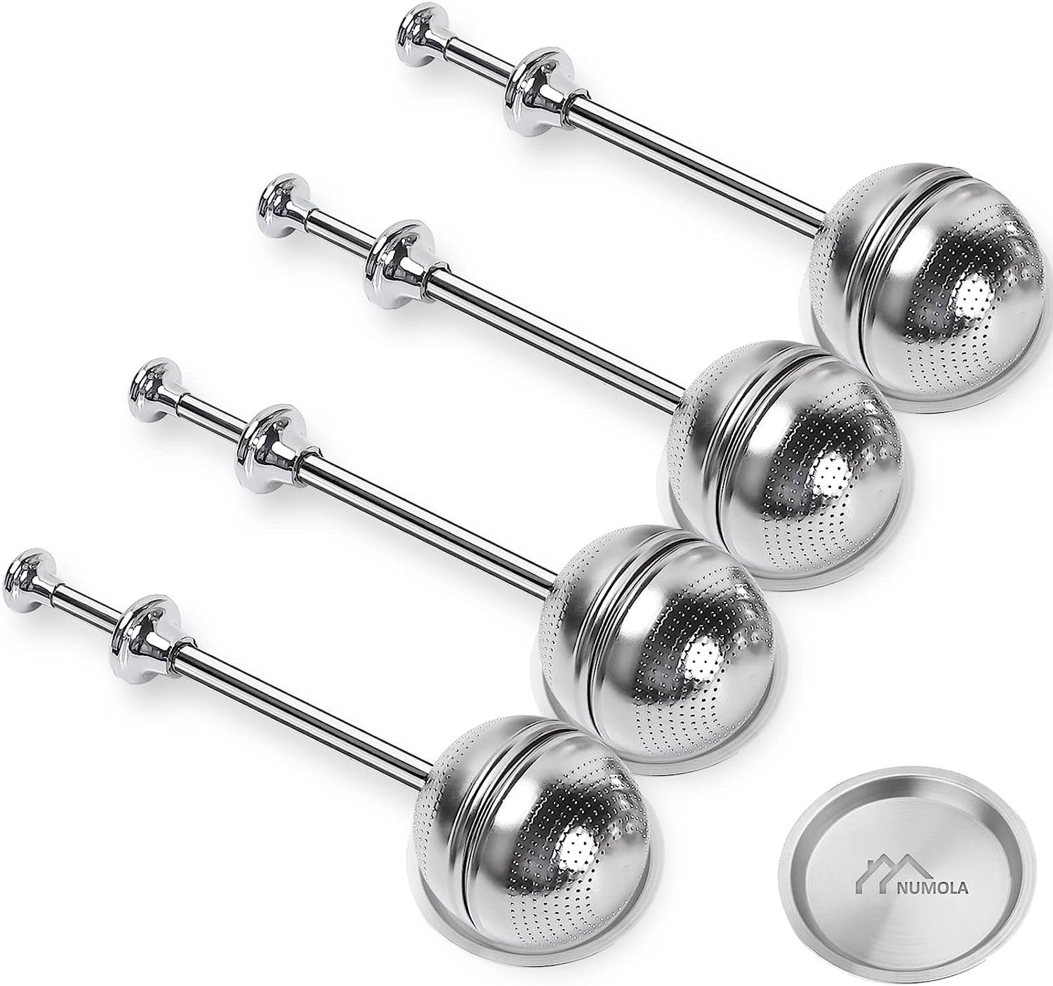 Wellsay Long Handle Tea Ball Stainless Steel with Drip Trays, 4Pcs ...