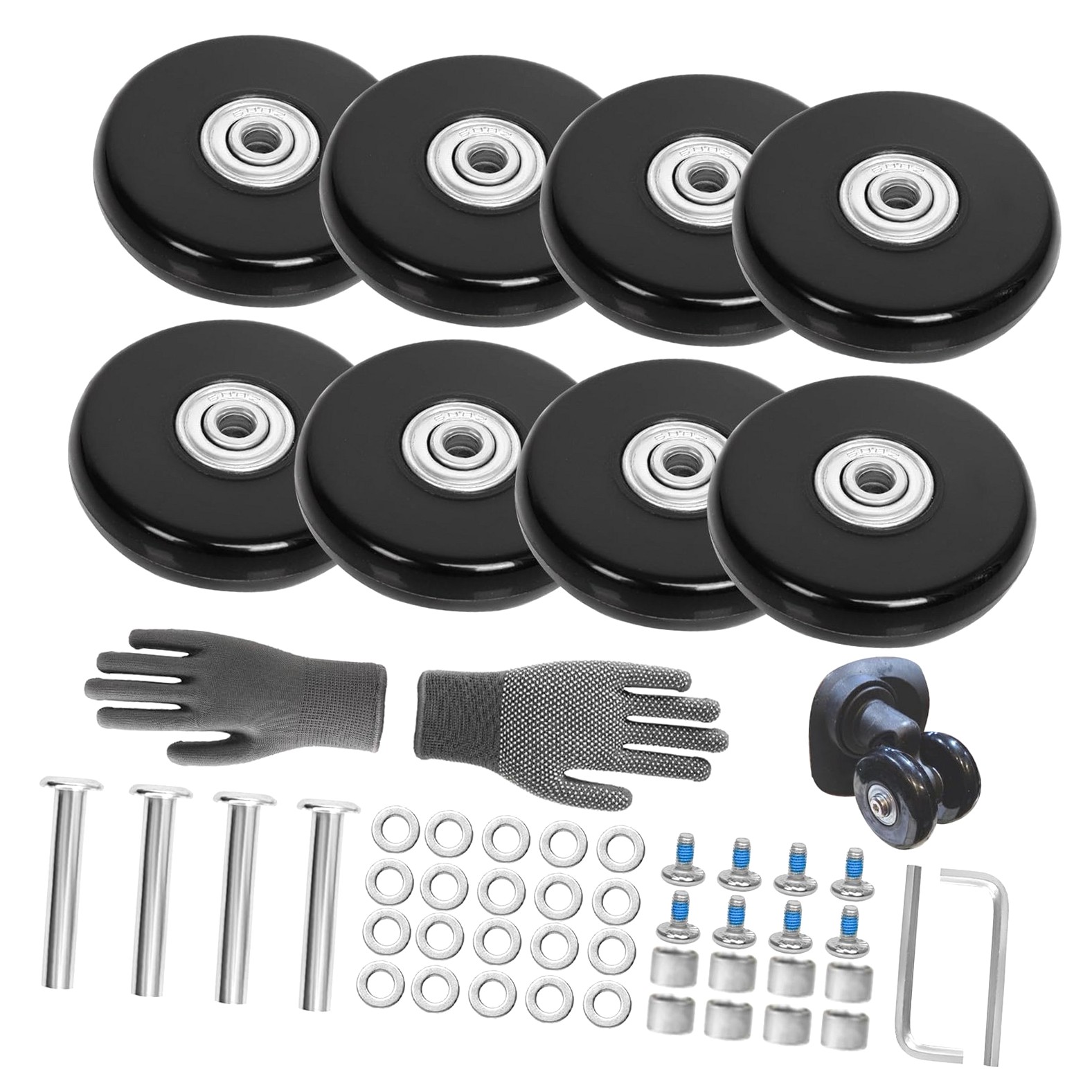 Wellsay Luggage Wheels Kit 54mm 14mm, 8Pcs Rubber Caster Wheels with ...